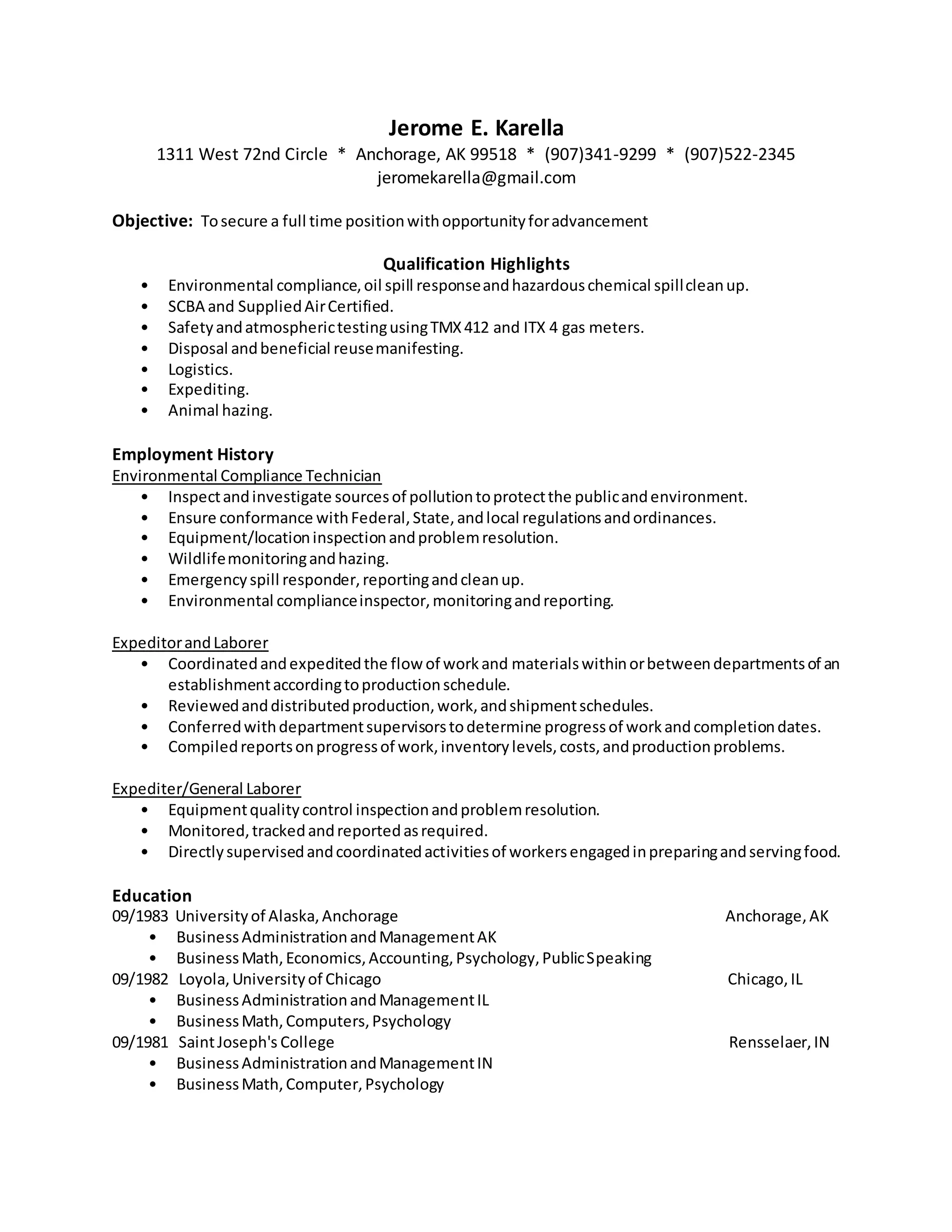 Jerome E Karella Resume 1 | DOCX