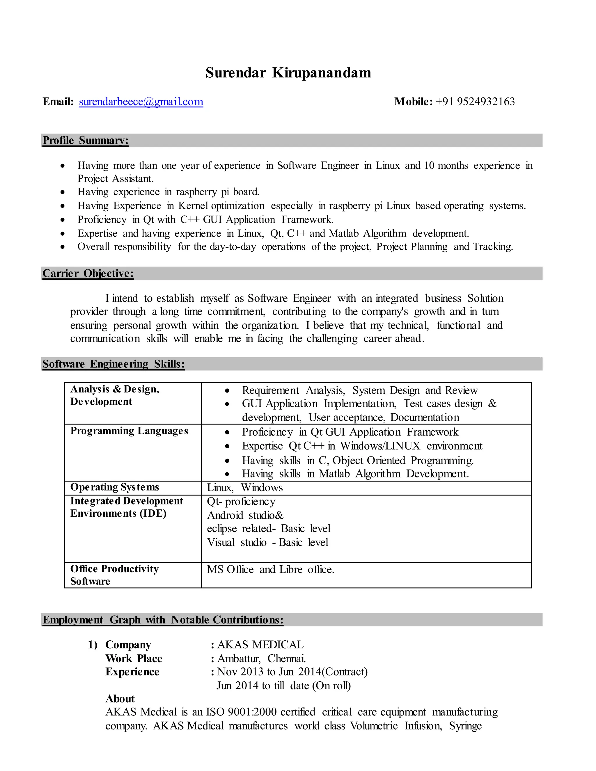 1437322195130Resume_SURENDAR(1) | PDF