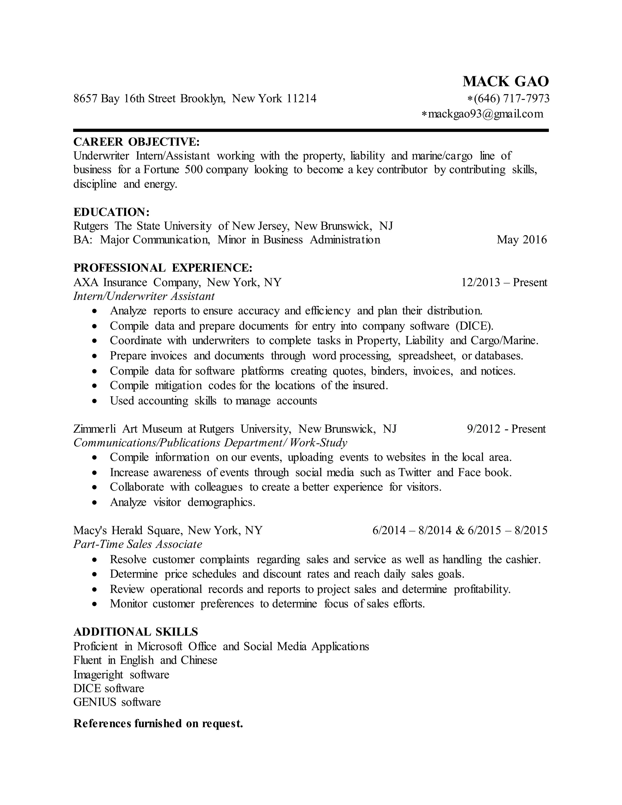 Mack Gao Resume 2015 | DOCX