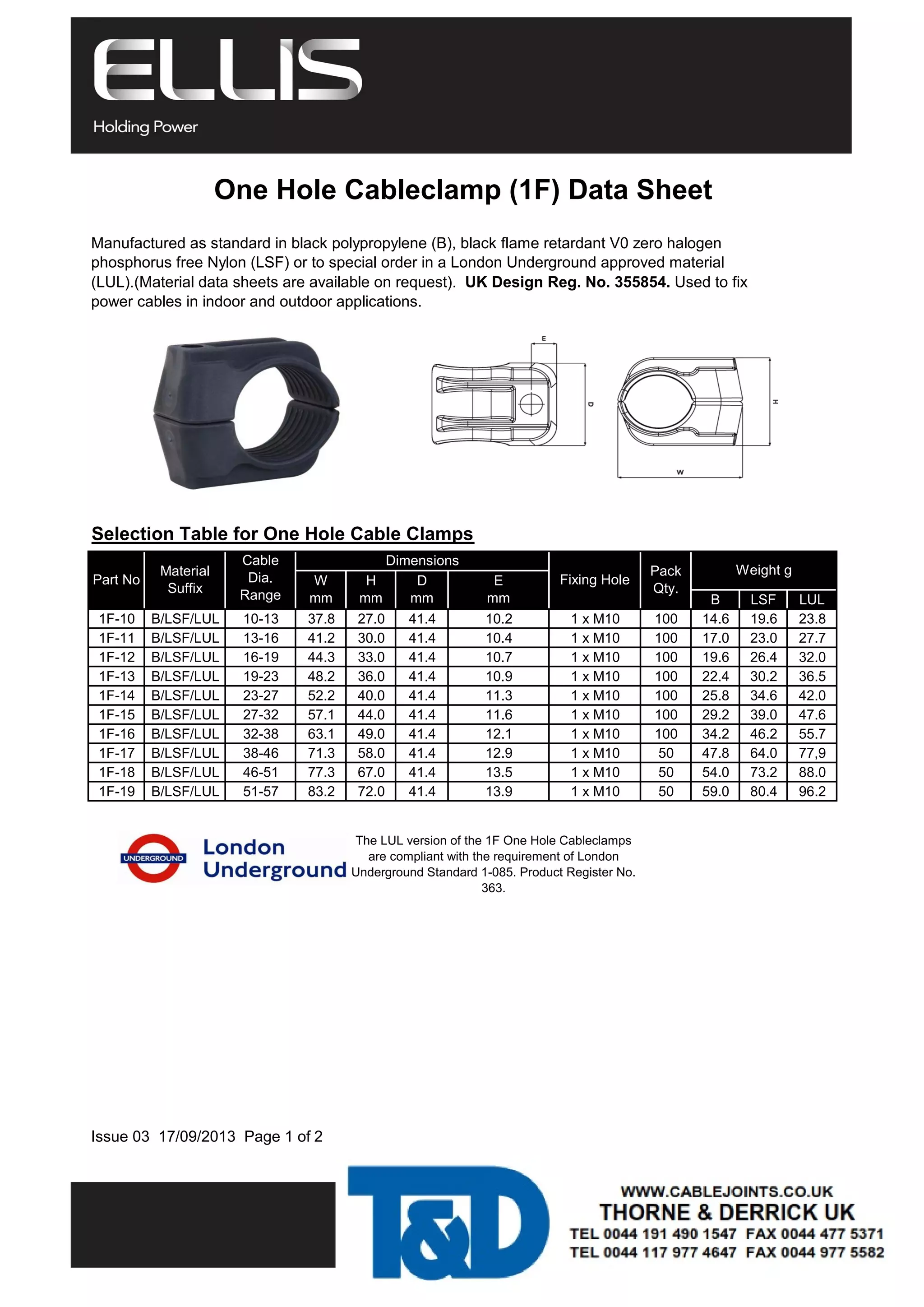1 f clamp data sheet 635150146240747612 | PDF