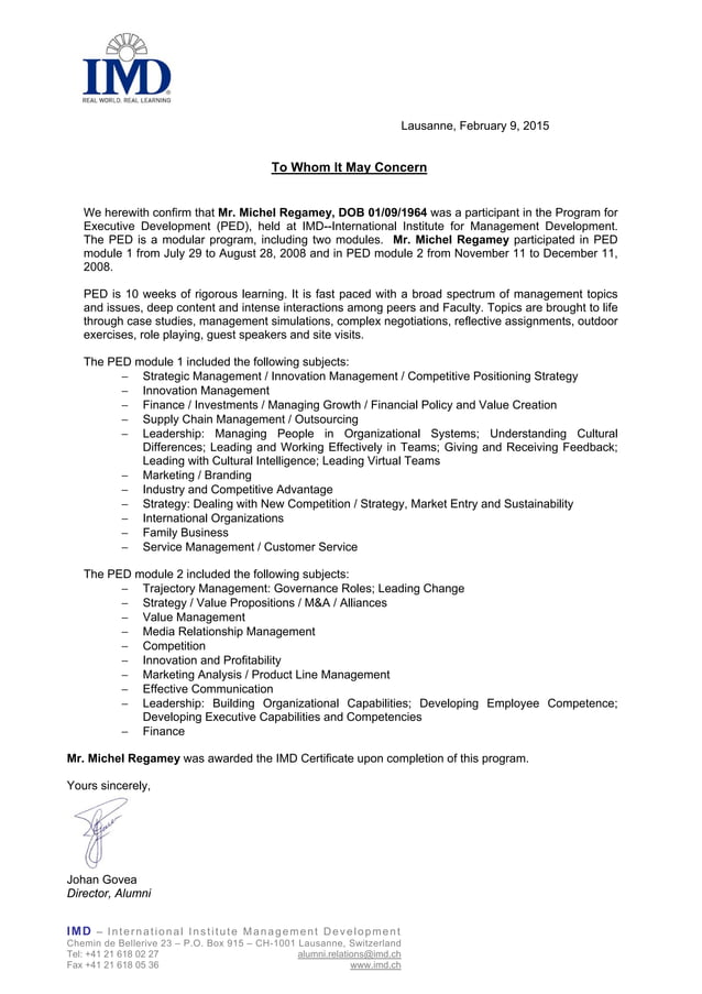 IMD_PED_2008_Michel Regamey | PDF | Business Administration | Business