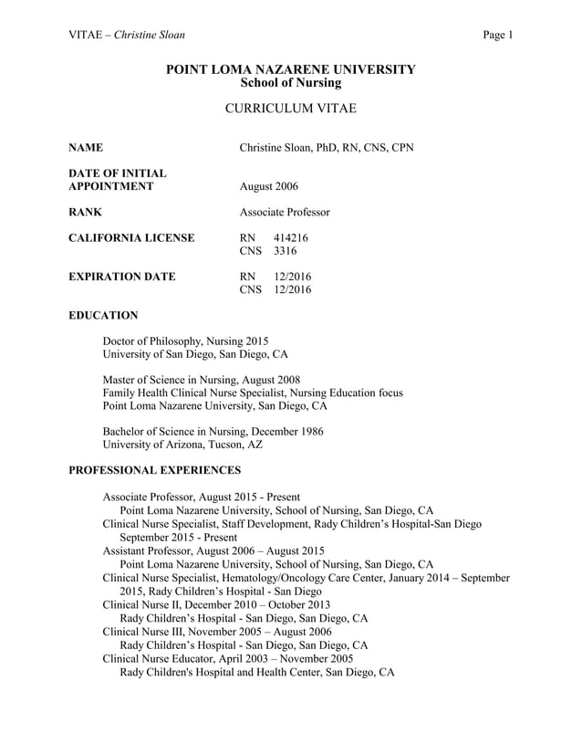 Sloan_Chris_Curriculum Vitae | PDF