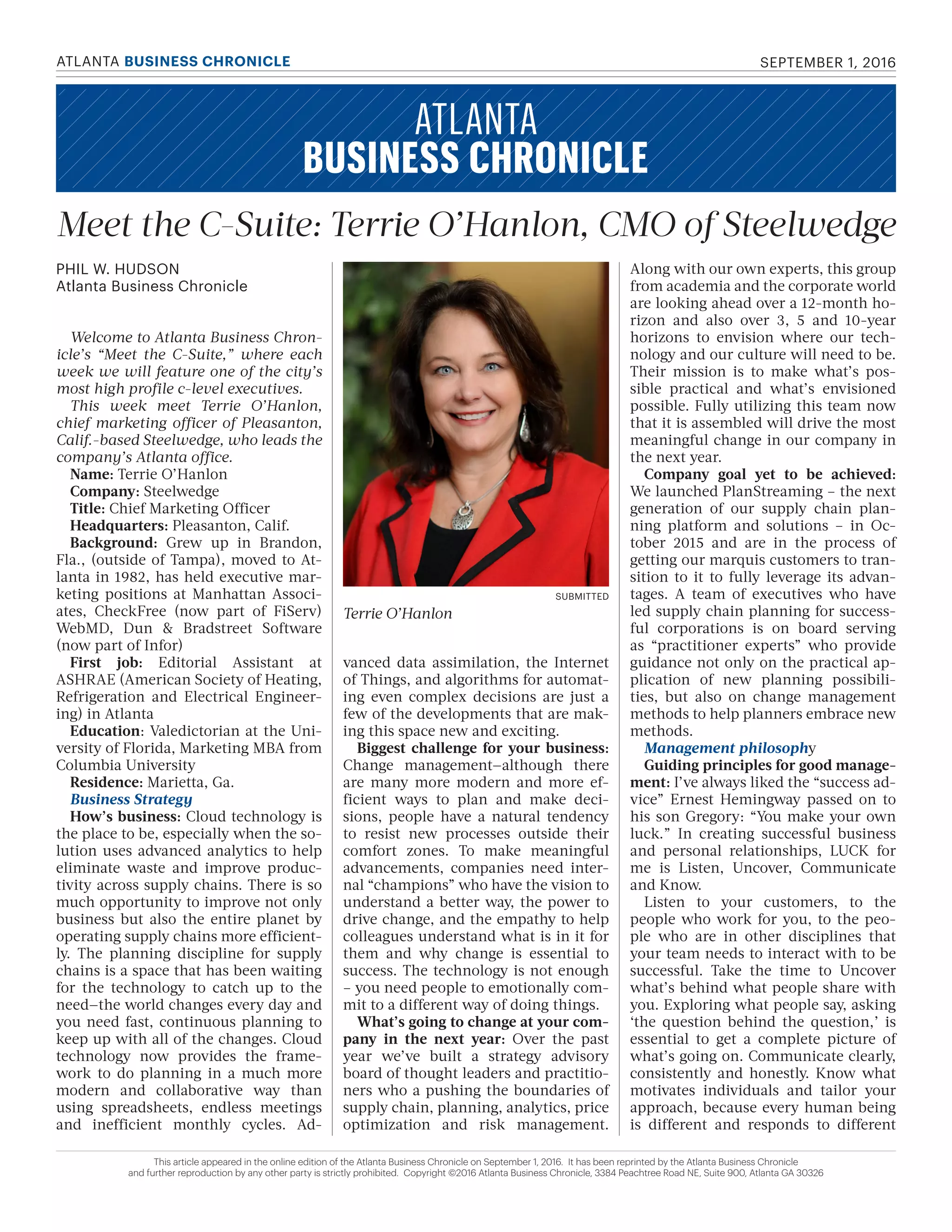 Terrie O Hanlon Meet the C-Suite 9.2016