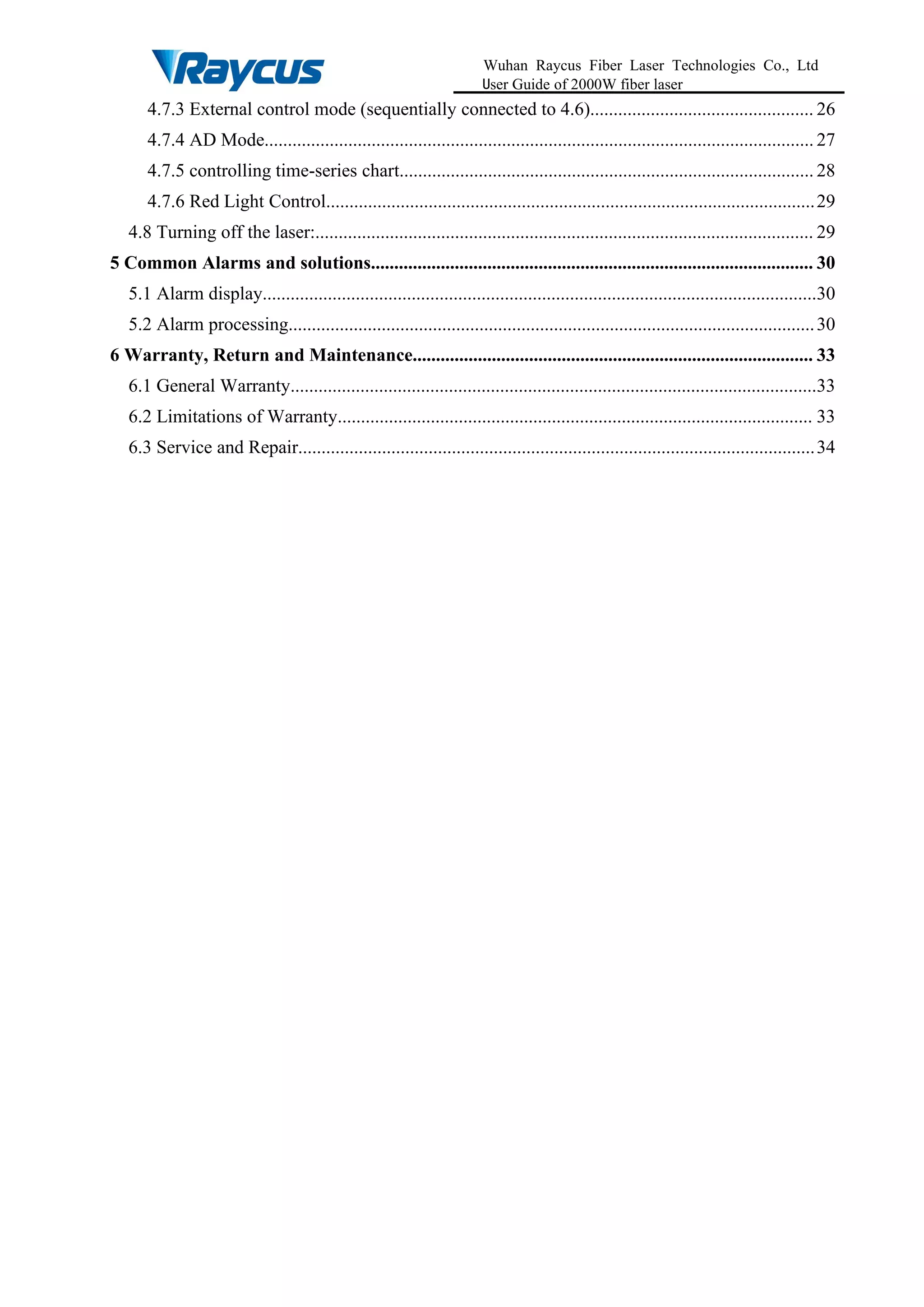 Small Fiber Laser User Guide 2000W | PDF