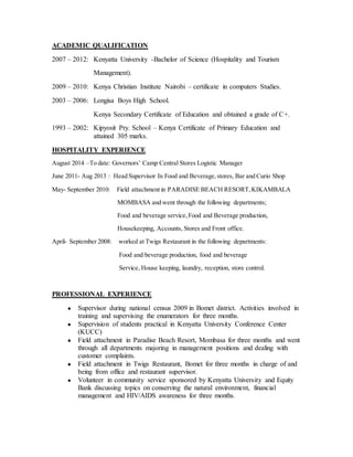 KORIR CURRICULUMVITE | DOCX