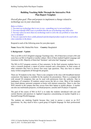 Building Teaching Skills Through the Interactive Web Plan Report_Harun ...