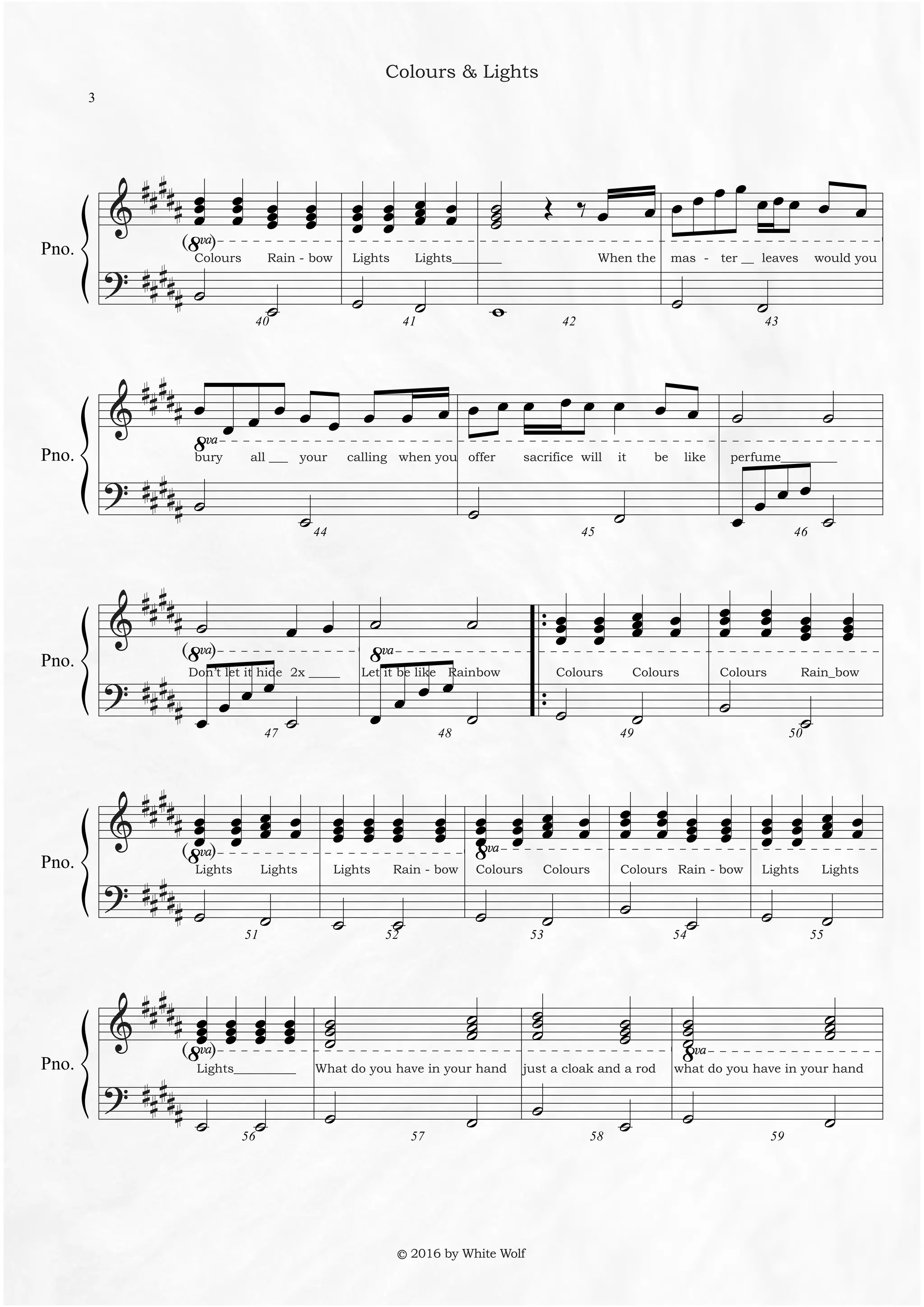White Wolf - Colours and Lights_The Score (Final) | PDF