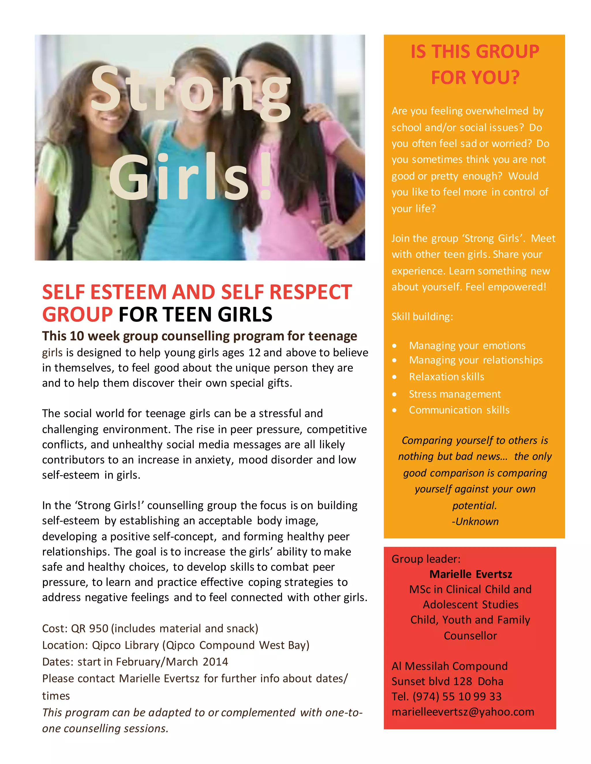 Flyer Strong Girls! Marielle Evertsz | PDF