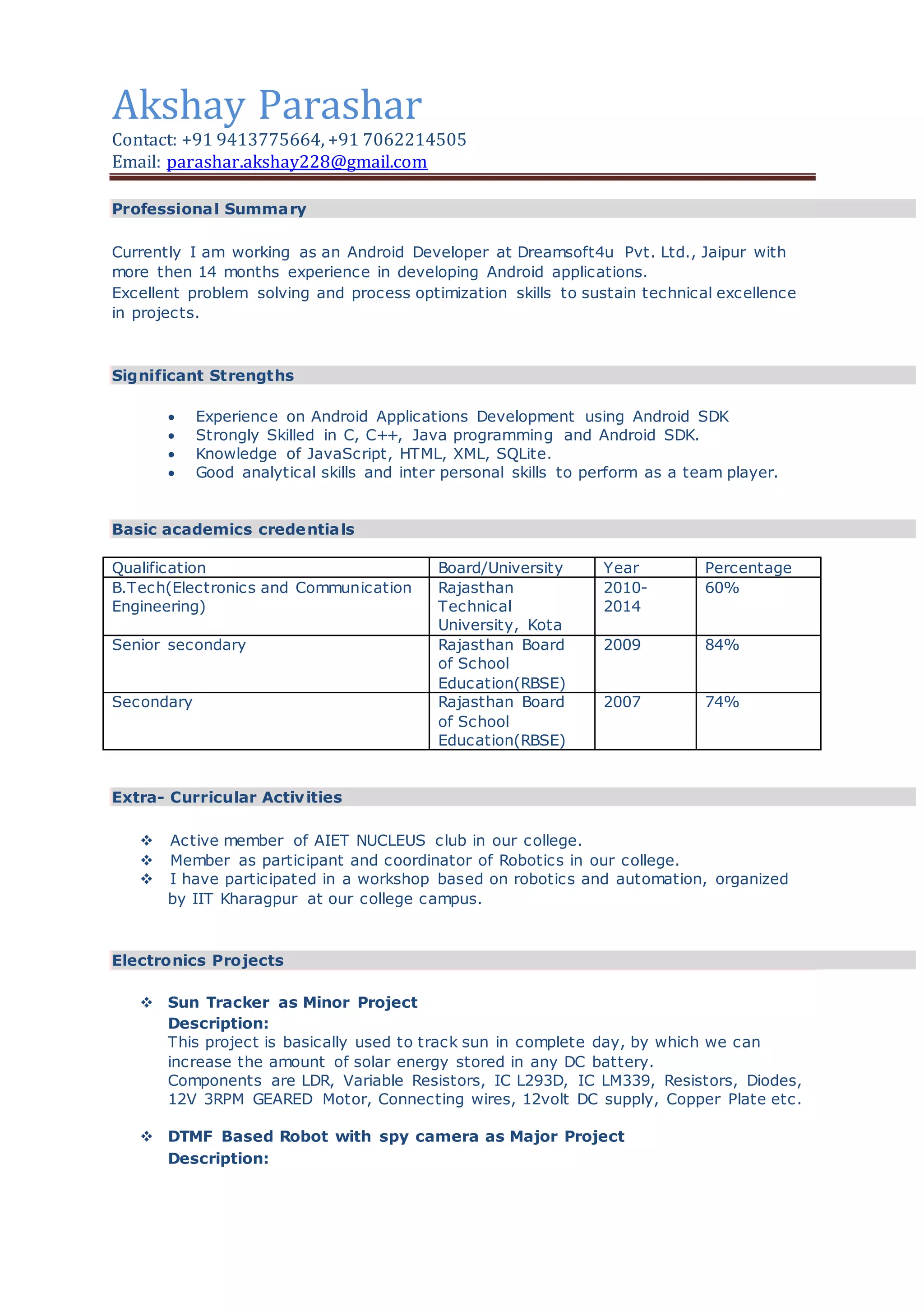 Akshay_Resume | DOCX | Operating Systems | Computer Software and ...