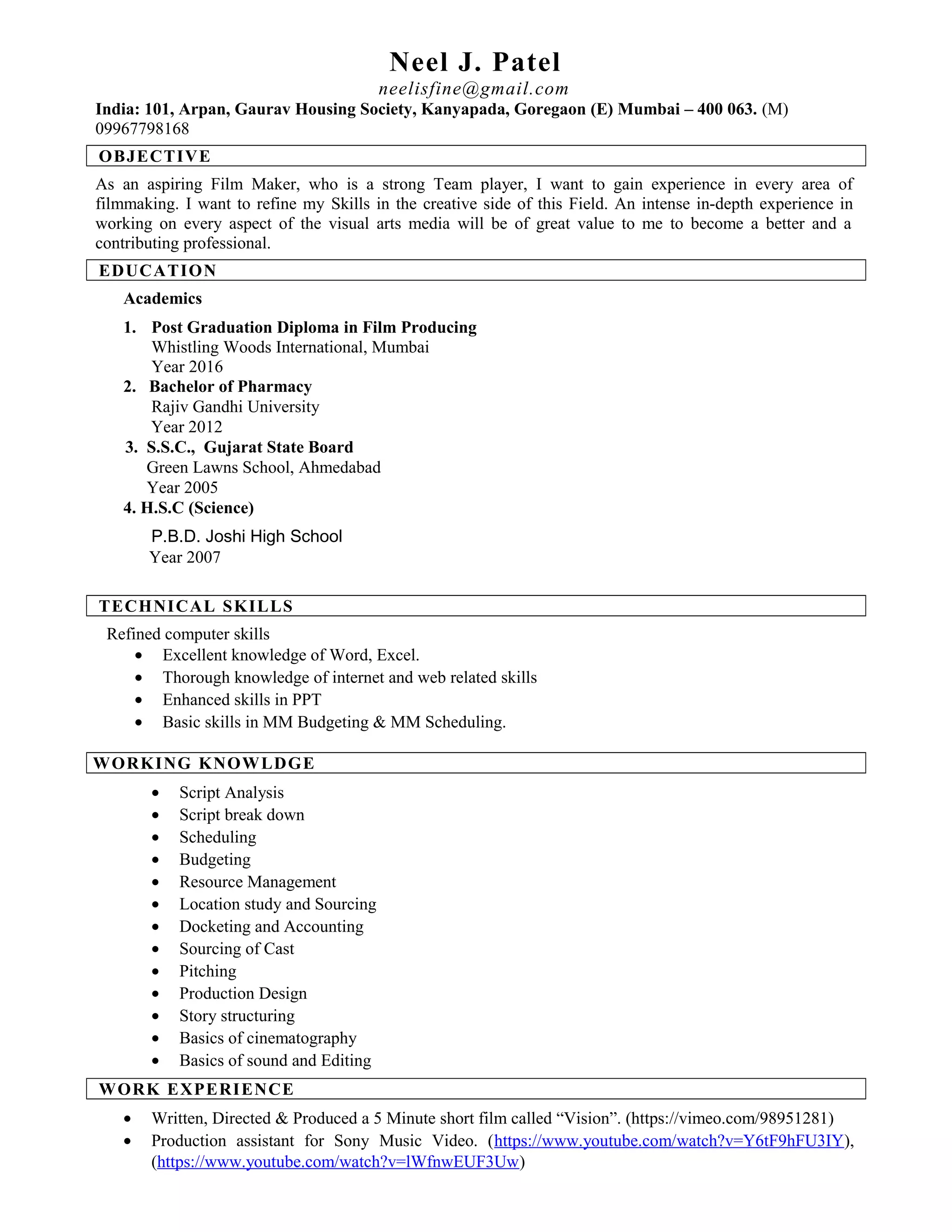 CV Neel J. Patel | DOC