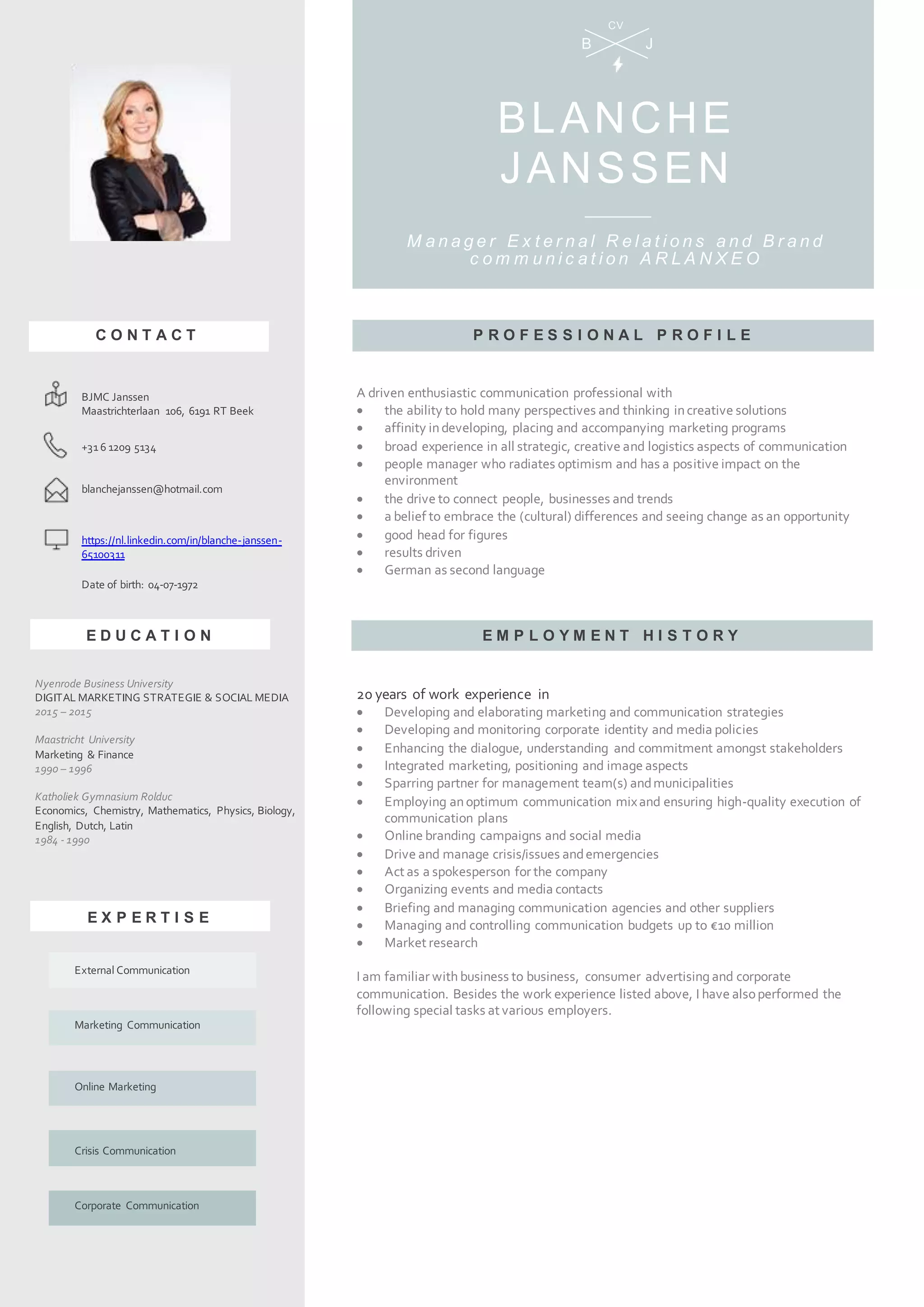 Resume Blanche Janssen | PDF