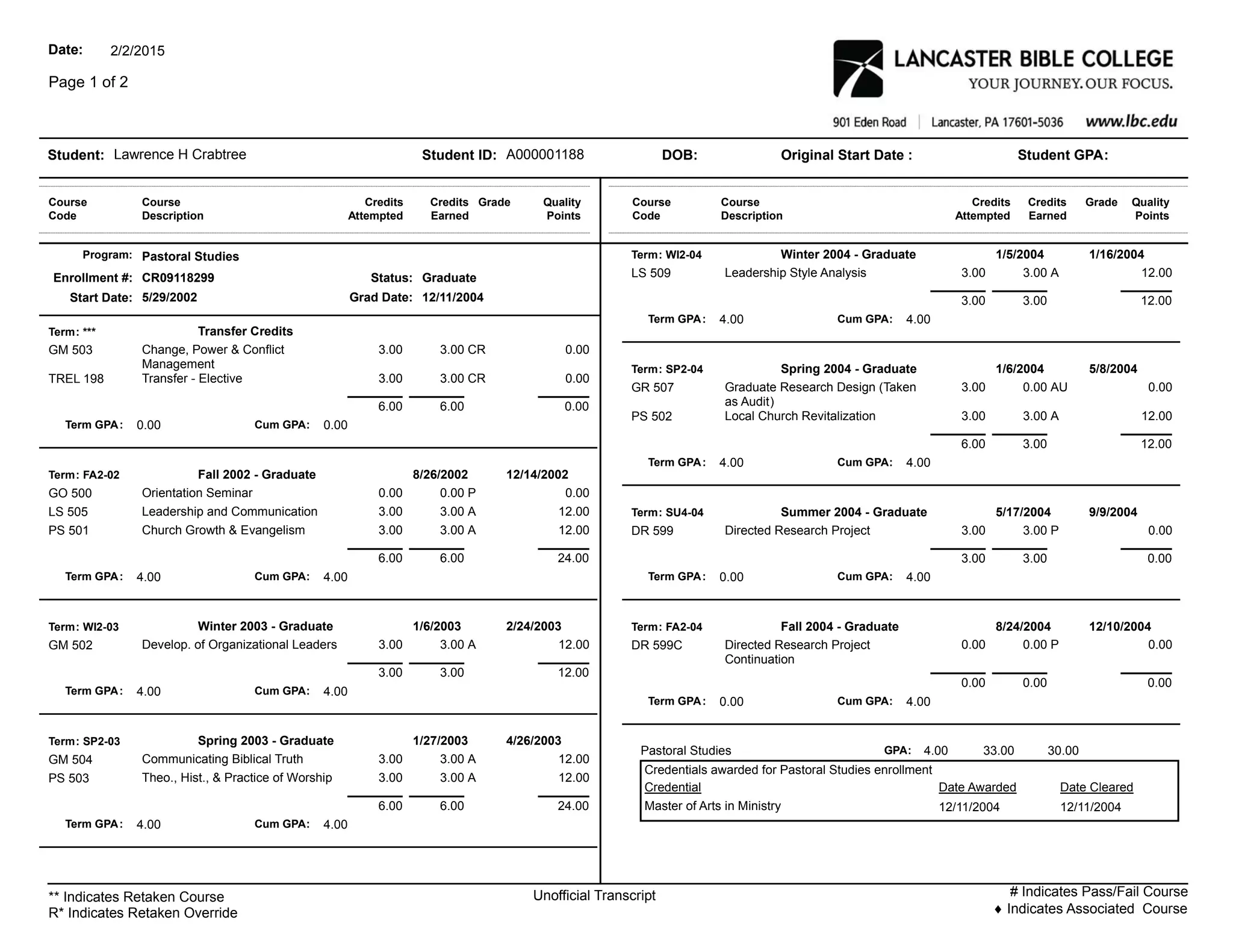 LBC Transcript | PDF | Graduation | Personal Celebrations & Life Events