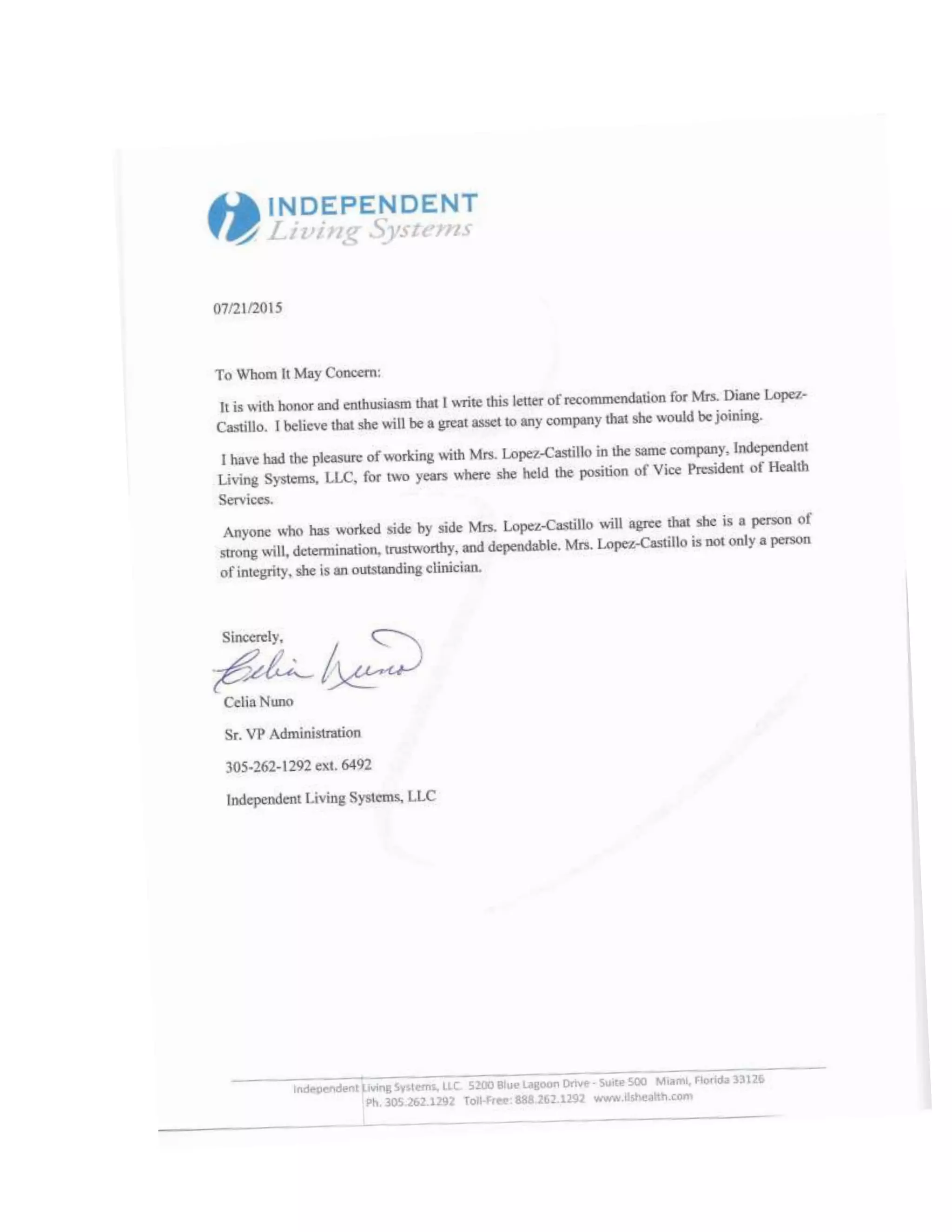 Celia Nuno Letter of Recommendation | DOCX