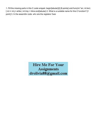 1 Fill the missing parts in this C code snippet begintabu.pdf | Programming Languages | Computing