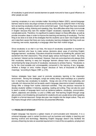 HEY! LET’S LEARN NEW WORDS: USING ENGLISH SONGS TO ENHANCE VOCABULARY ...