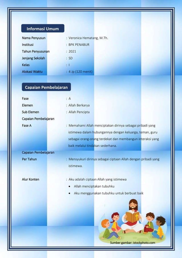 Modul Ajar Agama Kristen Fase A Kurikulum Merdeka | DOCX