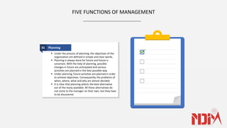 Five functions of management (june) | PPTX