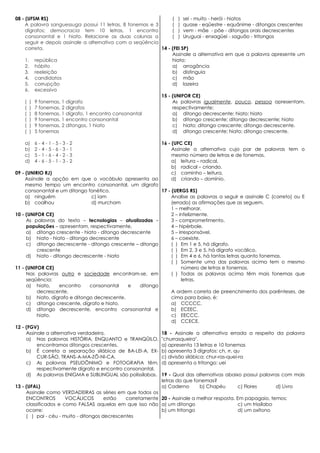 Tales 2014 - 1 fonologia com gabarito - Professor Jason Lima | PDF