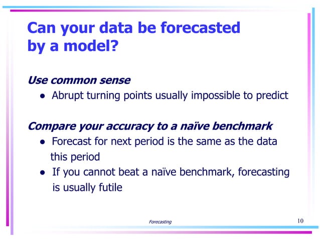 Forecasting Ppt Lecture Note Forecasting Involves Making Predictions