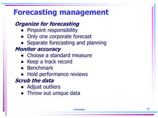 Forecasting Ppt Lecture note: Forecasting involves making predictions ...