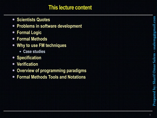#1 formal methods – introduction for software engineering | PPTX