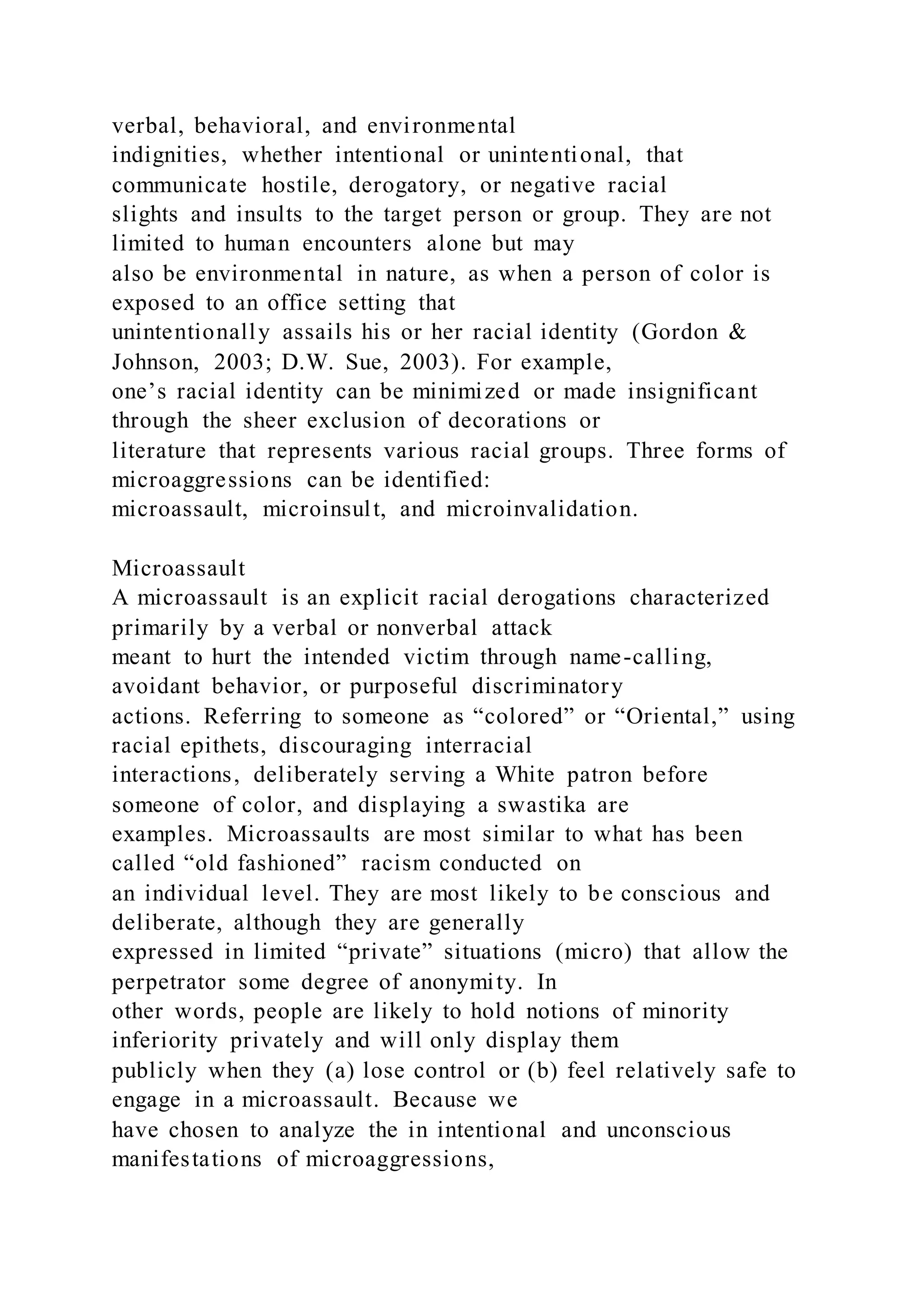 1 from RACIAL MICROAGGRESSIONS IN EVERYDAY LIFE Ameri | PDF