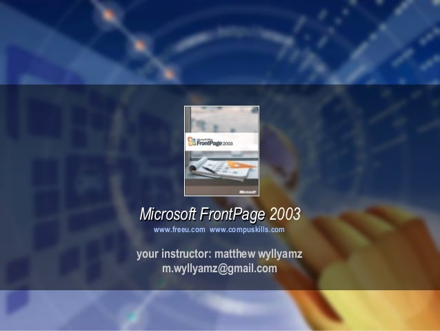 Microsoft FrontPage Essentials welcome & course outline (2007)