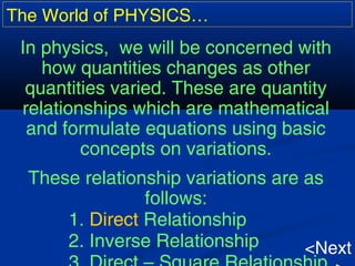 1g physics (qty relationships) | PPT