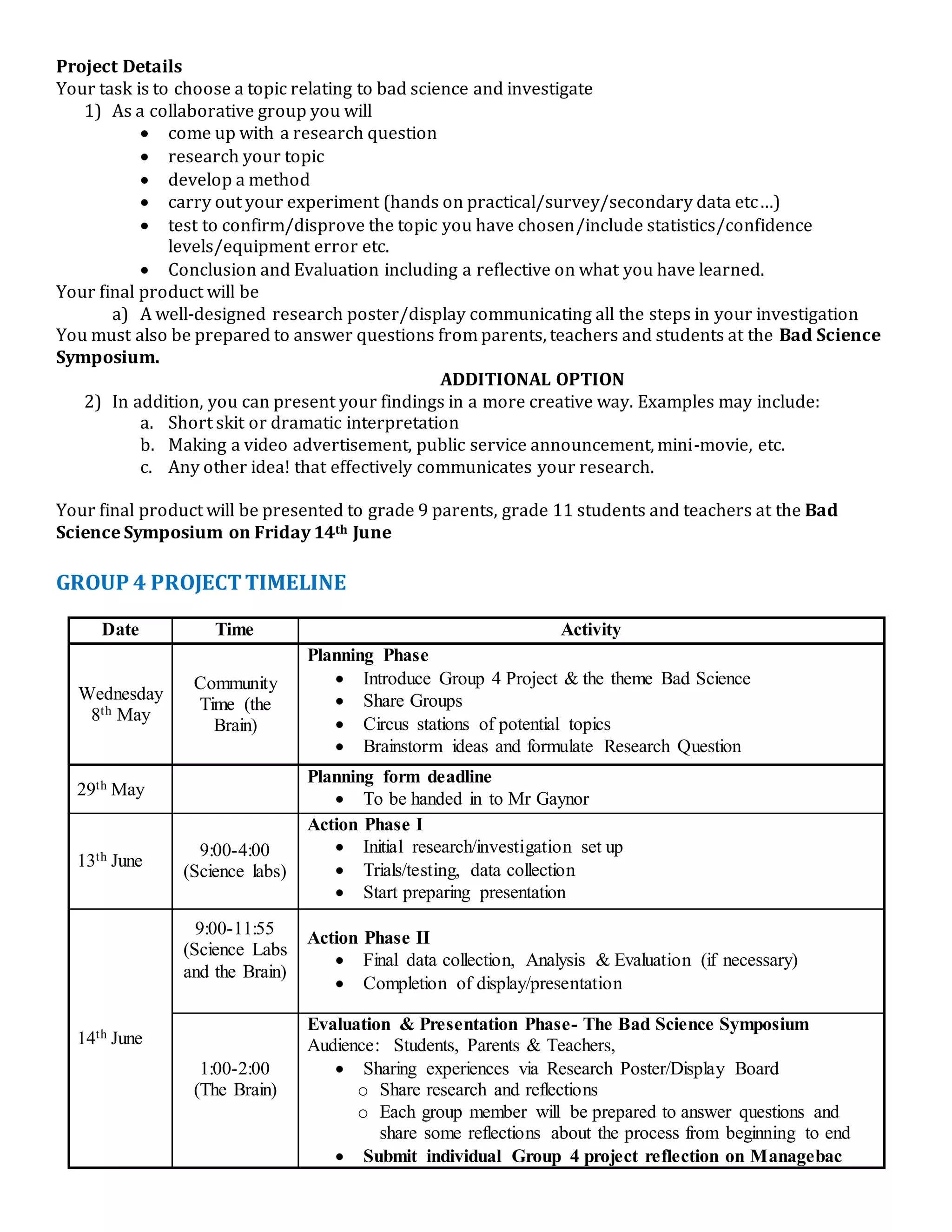 IBDP Group 4 Project Bad science Student Overview | DOCX