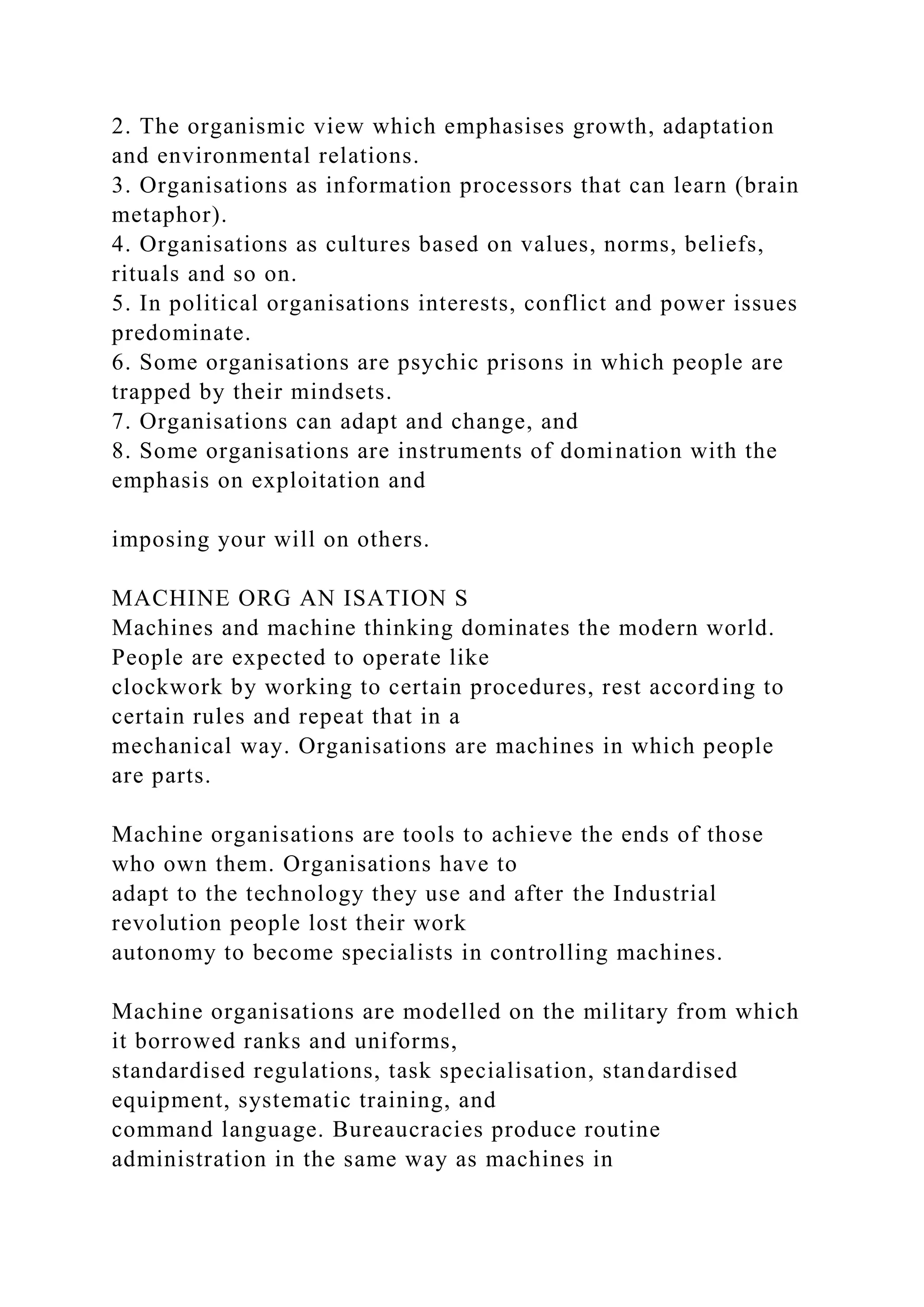 1 Gareth Morgan’s Organisational Metaphors PER S .docx