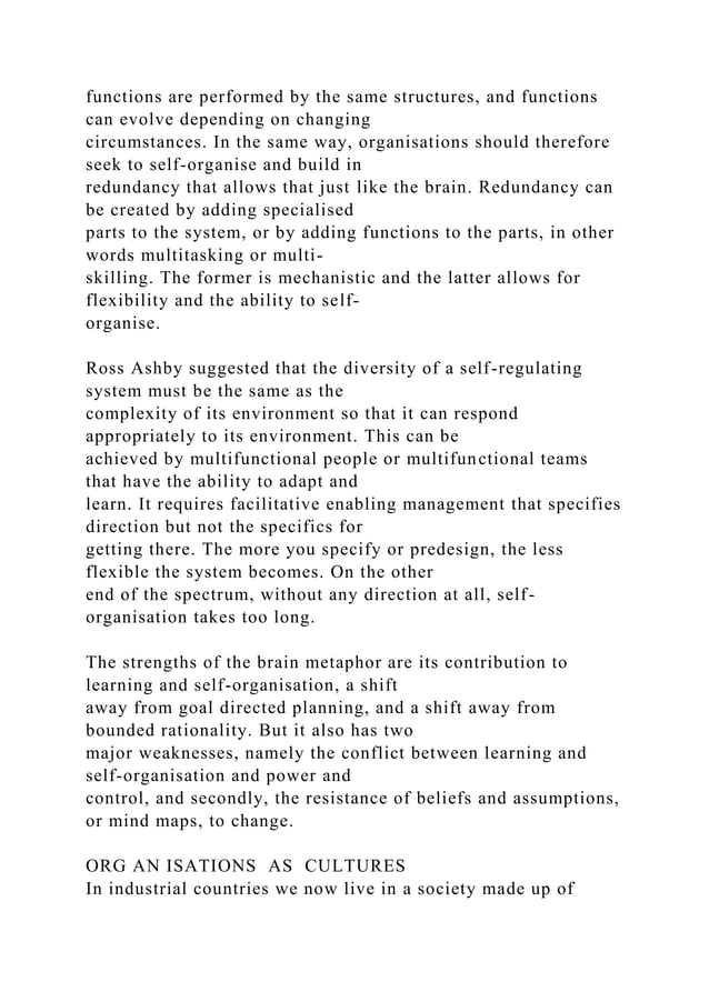 1 Gareth Morgan’s Organisational Metaphors PER S .docx | Business ...