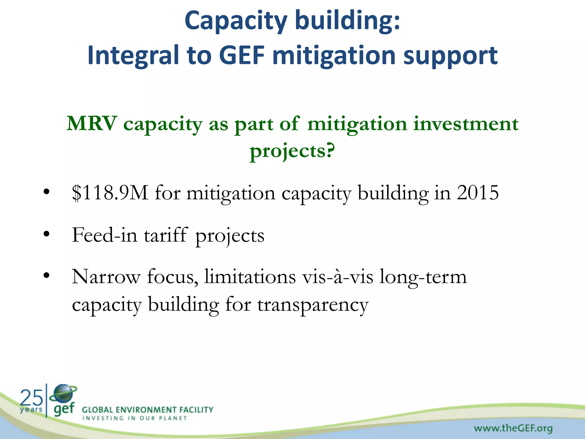 GEF's Support and Experience on Capacity Building for Transparency GEF ...