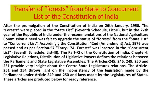 1 General Constitution & Non Forest Land under Forest Conservation Act ...
