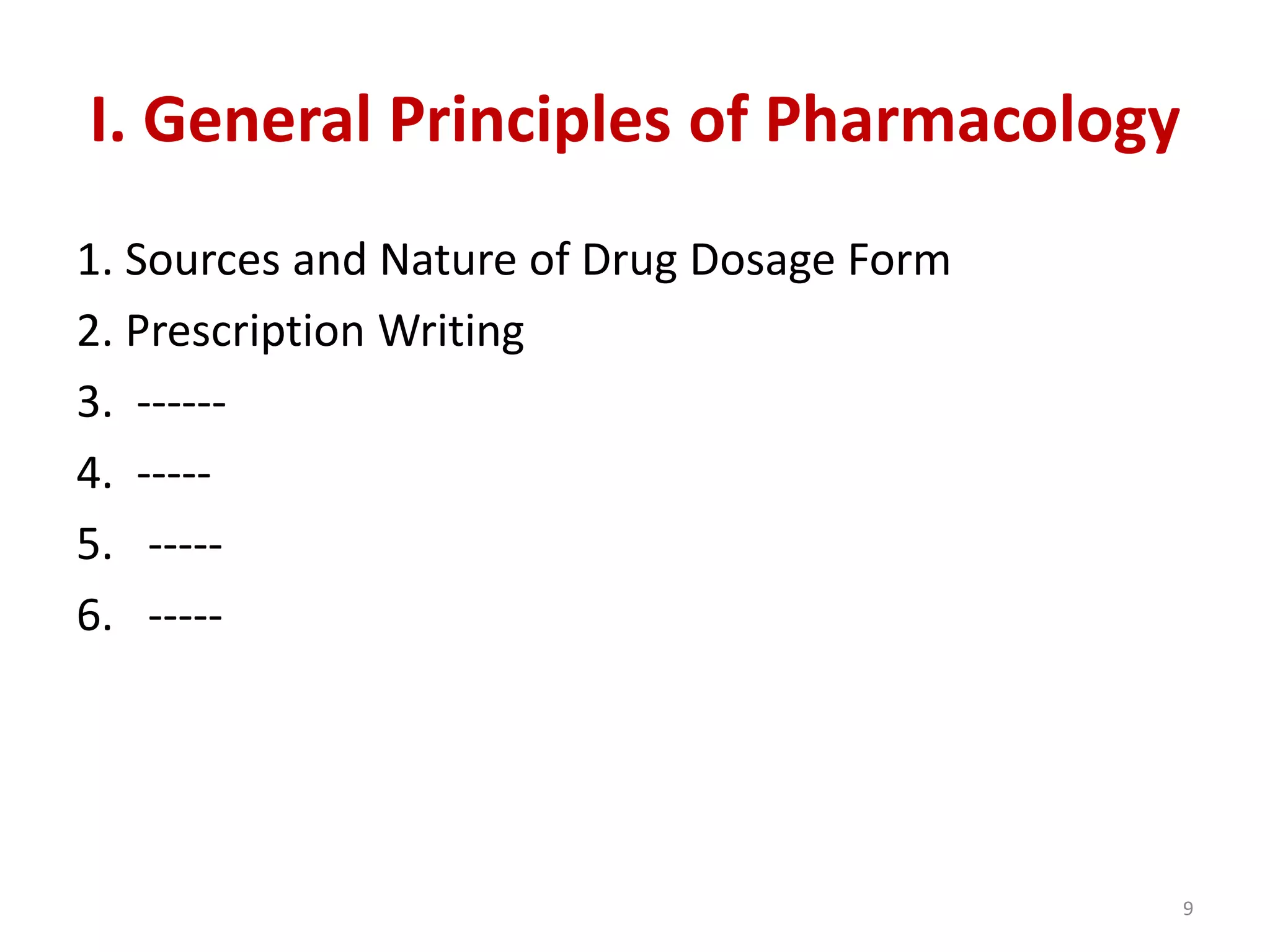 (1) general principles of pharmacology | PPTX