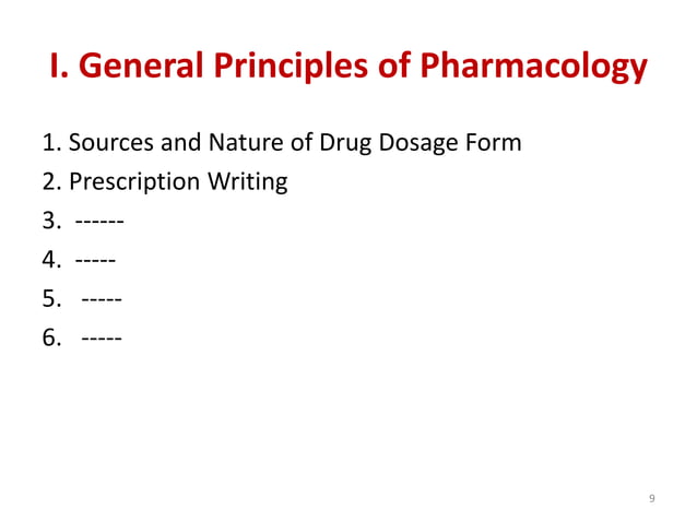 (1) general principles of pharmacology | PPTX