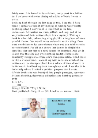 1George OrwellWhy I WriteFrom a very early age, perh.docx