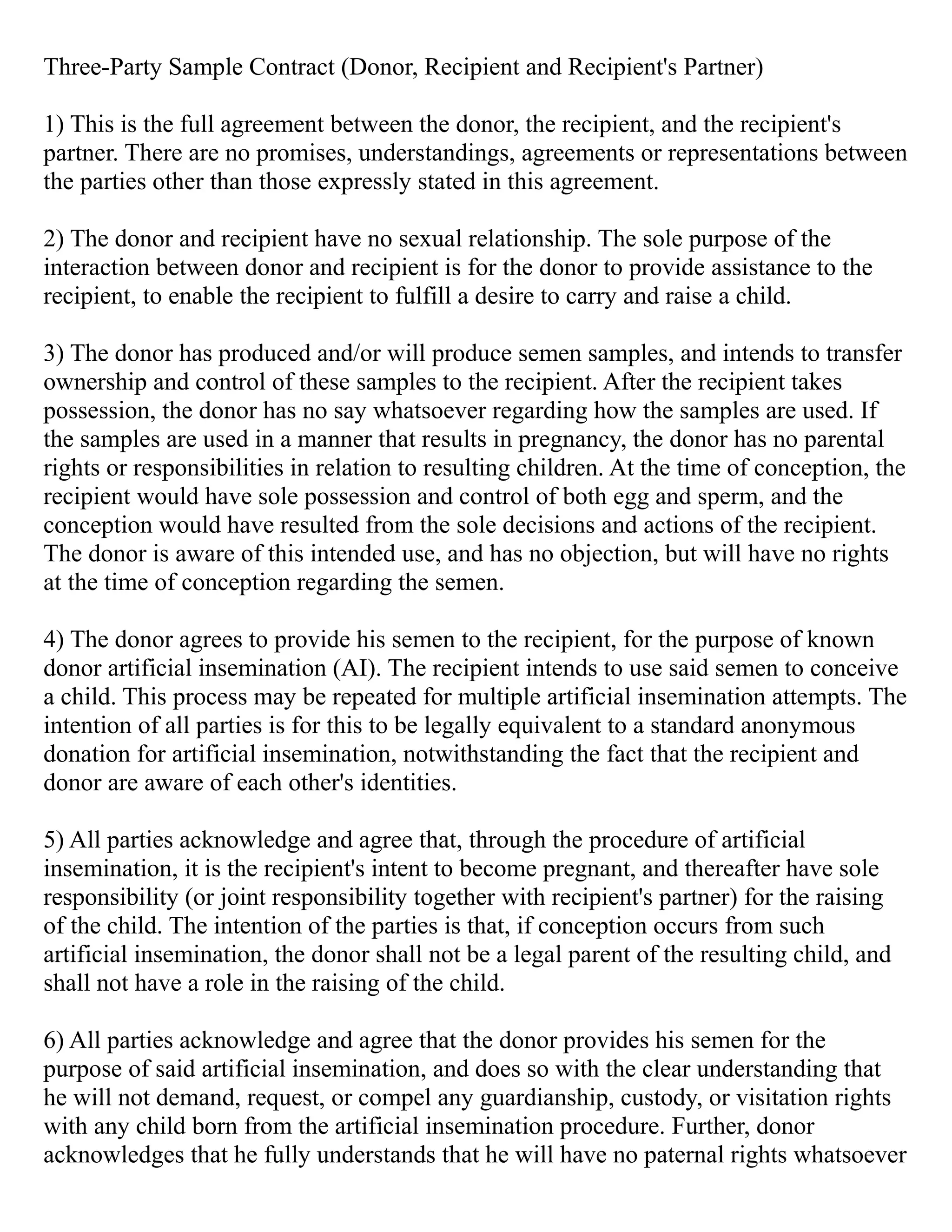3 party sperm donor agreement | PDF