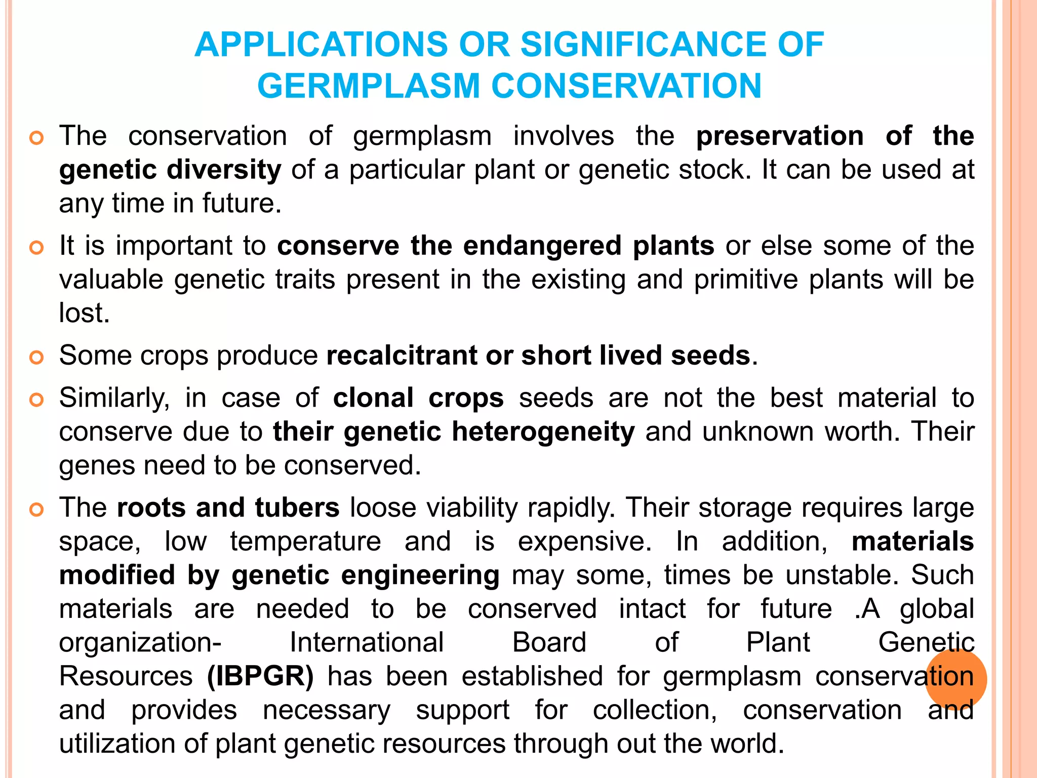 in vitrogermplasm conservation | PPTX
