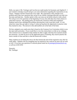 Introduction Letter to Parents | PDF