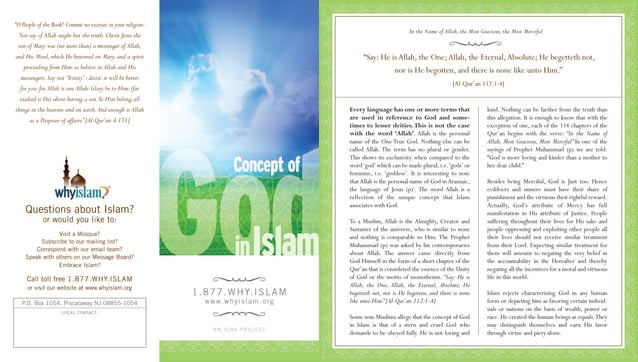 Concept of God in Islam pamphlet | PPT