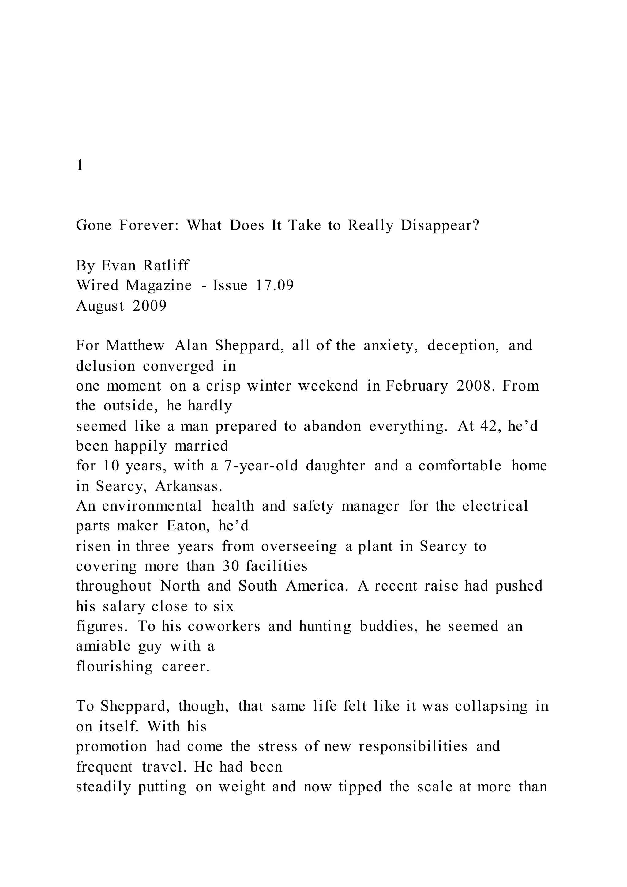 1 Gone Forever What Does It Take to Really Disappear | DOCX