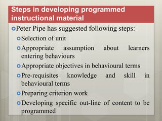Programed instructional material | PPTX | Programming Languages | Computing