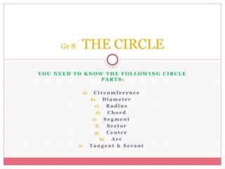 Grade 8 Circles, Geometry in Mathematics | PPTX