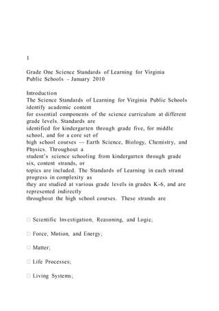 1 Grade One Science Standards of Learning for Virginia P | DOCX
