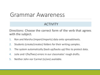 Grammar Awareness (Language Curriculum) | PPTX