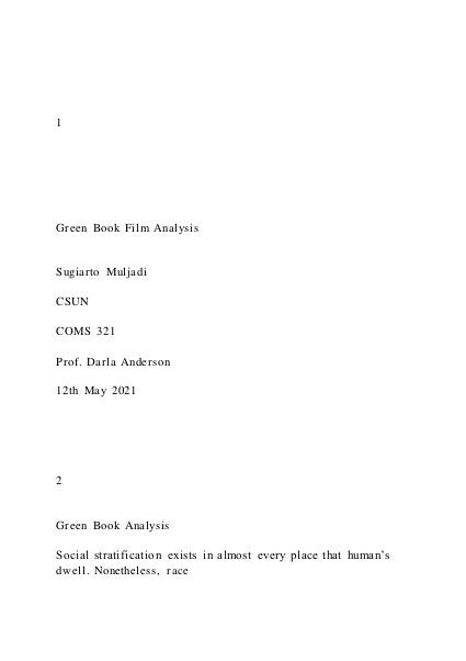1 Green Book Film Analysis Sugiarto Mulj | PDF