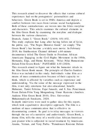1 Green Book Film Analysis Sugiarto Mulj | PDF
