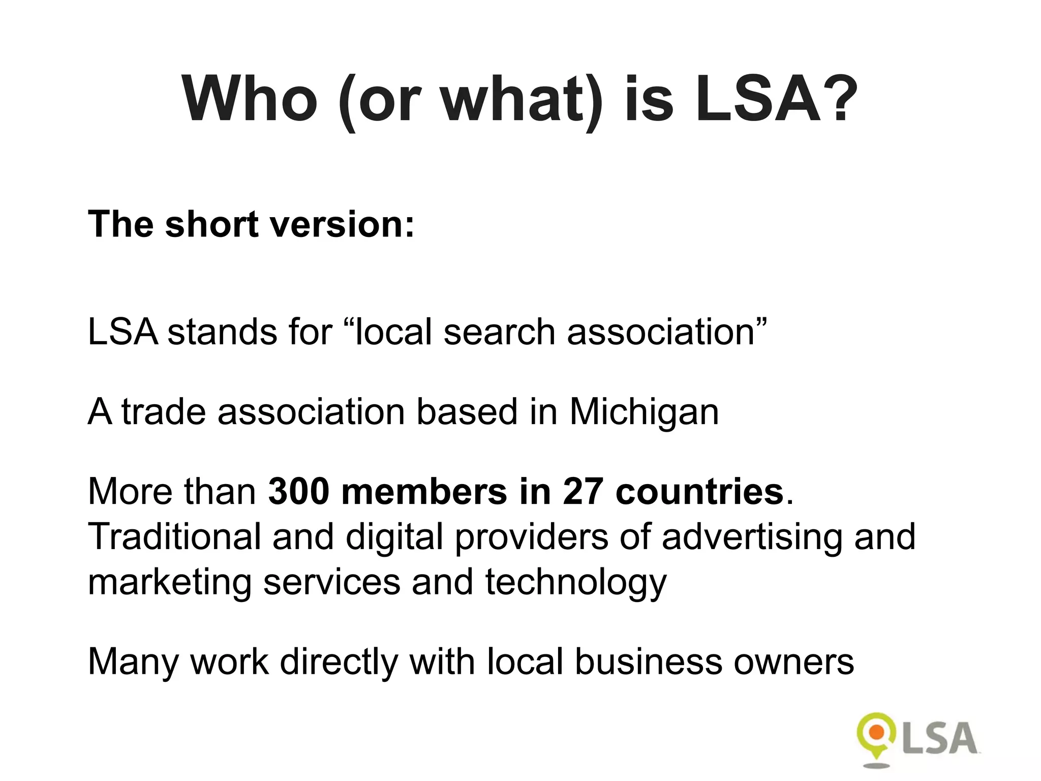 LSA Bootcamp Atlanta: Welcome/Opening Presentation | PDF
