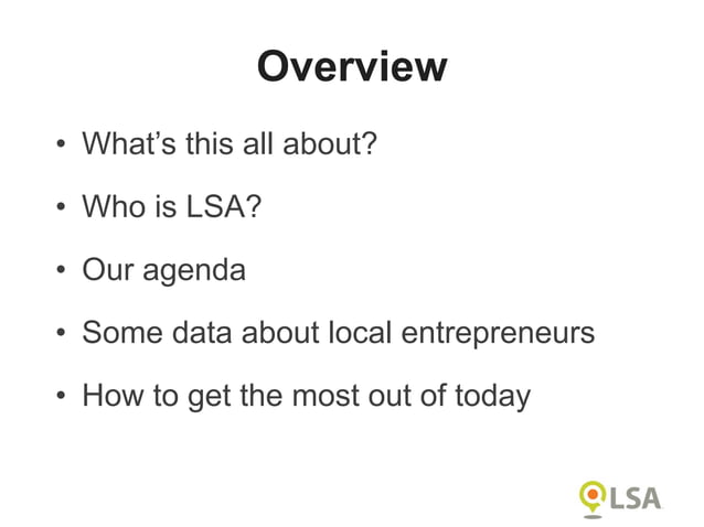 LSA Bootcamp Atlanta: Welcome/Opening Presentation | PPT