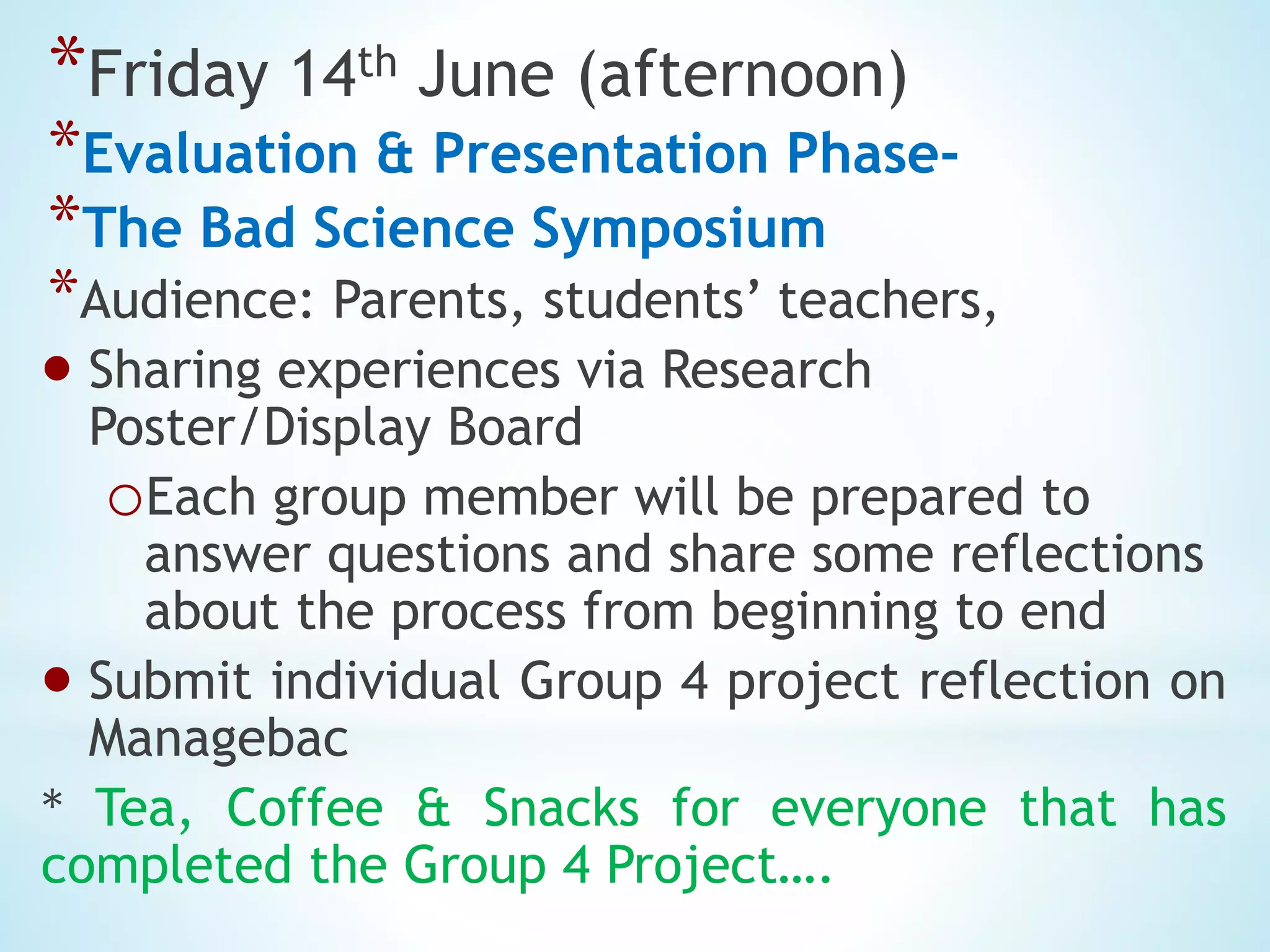 IBDP Group 4 Project: Bad Science Introduction to Students | PPTX